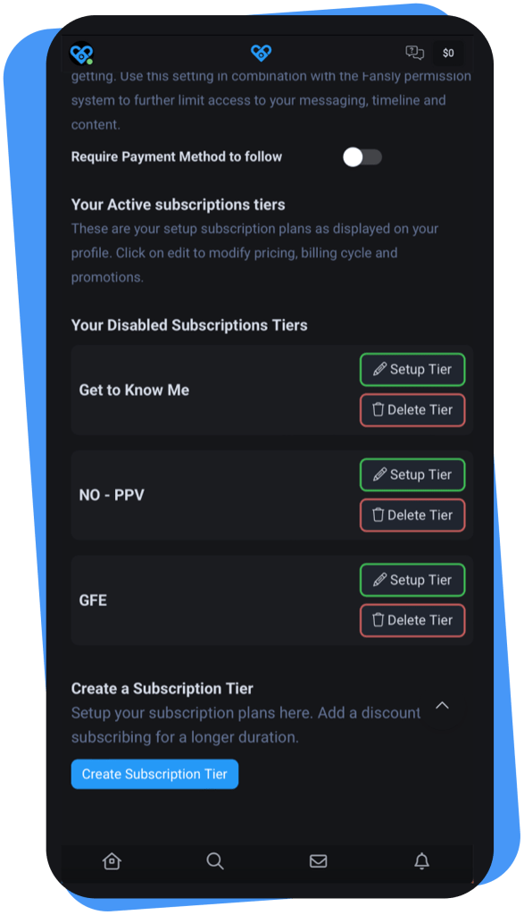 Set Up Your Subscriptions – Fansly Creator Hub